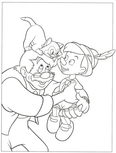Coloriage a imprimer la famille de pinocchio gratuit et colorier
